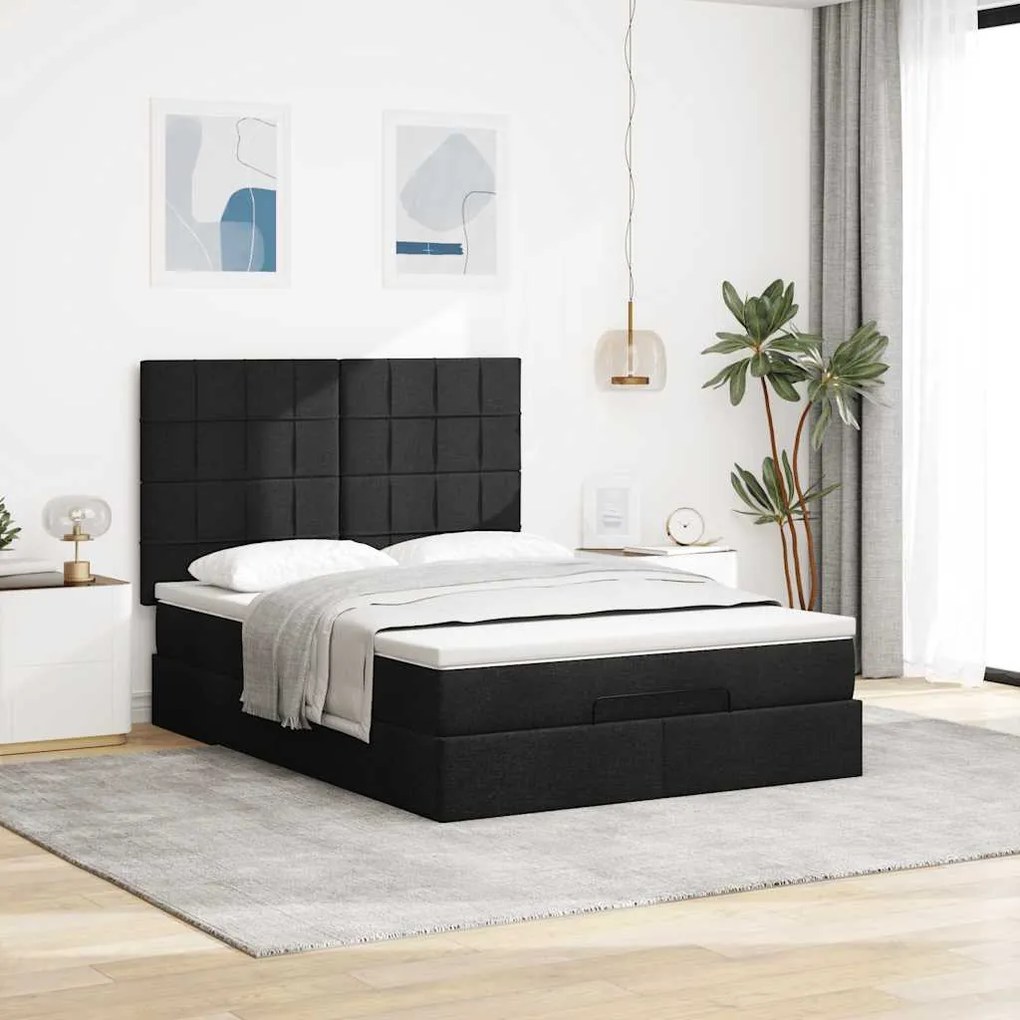 Osmanský rám postele s matrací černá 140x190cm textil 3314005