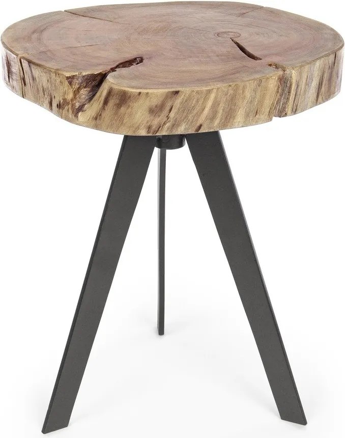 Černý/v přírodní barvě konferenční stolek s deskou z akácie ø 35 cm Aron – Bizzotto