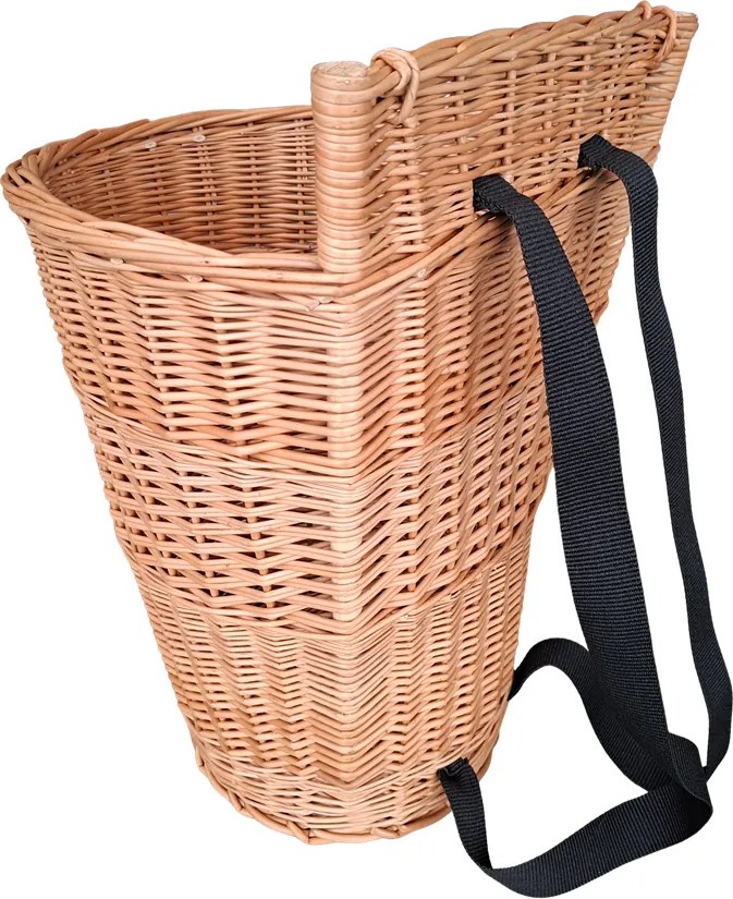 HRADIL H212 proutěný koš na dřevo zaoblený tmavý, popruh 60x45cm