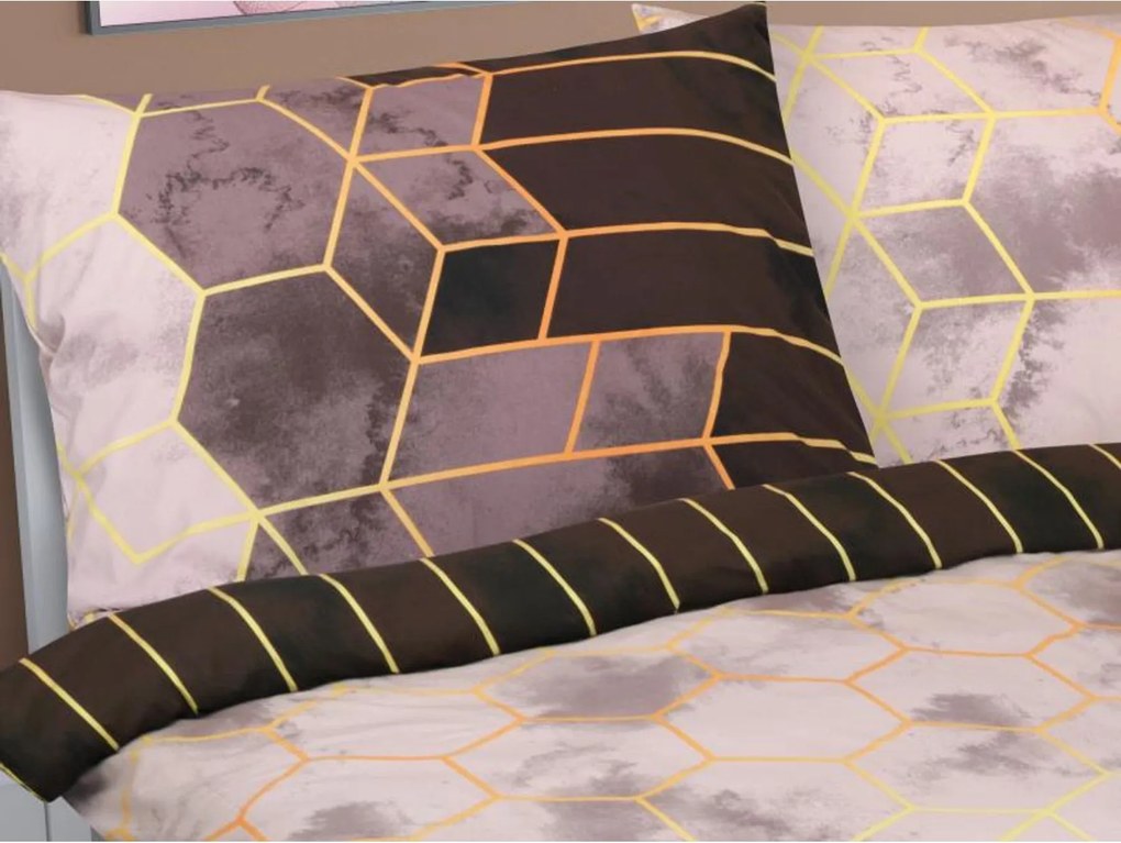 Bavlněné povlečení na dvoudeku Hnědá 90/354 - 240x220, 2ks 70x90 cm (240 cm šířka x 220 cm délka prodloužená)