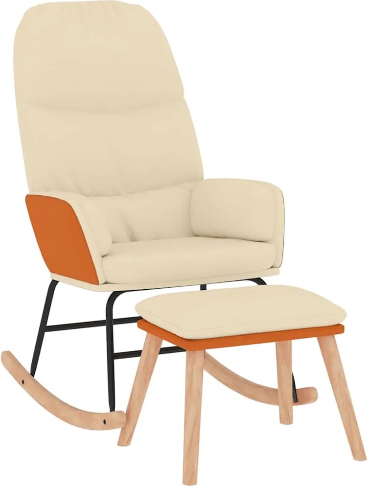 Houpací křeslo se stoličkou krémově bílé textil 3097403