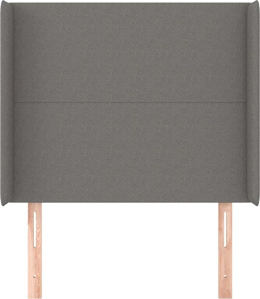 Čelo postele typu ušák tmavě šedé 83x16x118/128 cm textil 3119275
