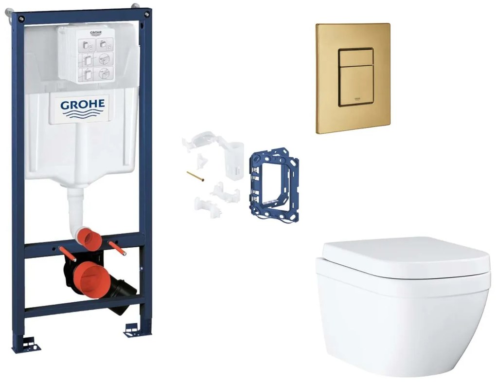 Grohe Rapid SL - Set předstěnové instalace, klozetu, sedátka SoftClose, tlačítka Skate Cosmopolitan a sady pro vhazování tablet, Triple Vortex, kartáčovaný Cool Sunrise SANI11BB4156
