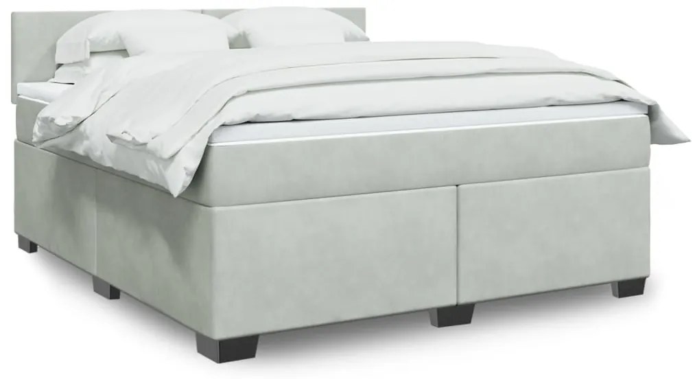 Box spring postel s matrací světle šedá 180x200 cm samet 3286372