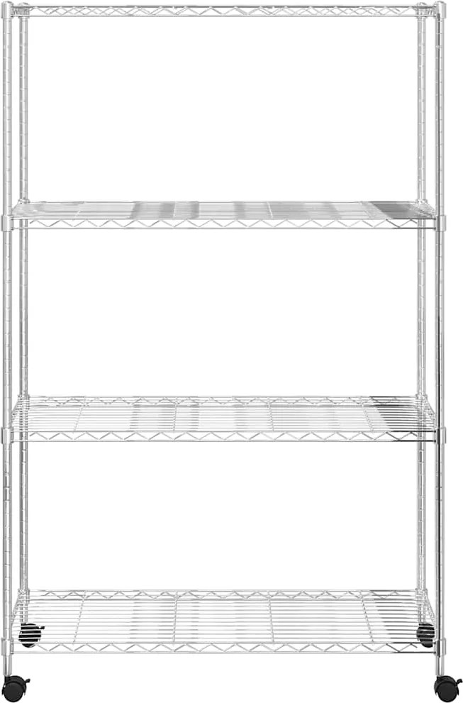 4patrový úložný regál na kolečkách 90x35x142 cm chrom 200 kg 324627