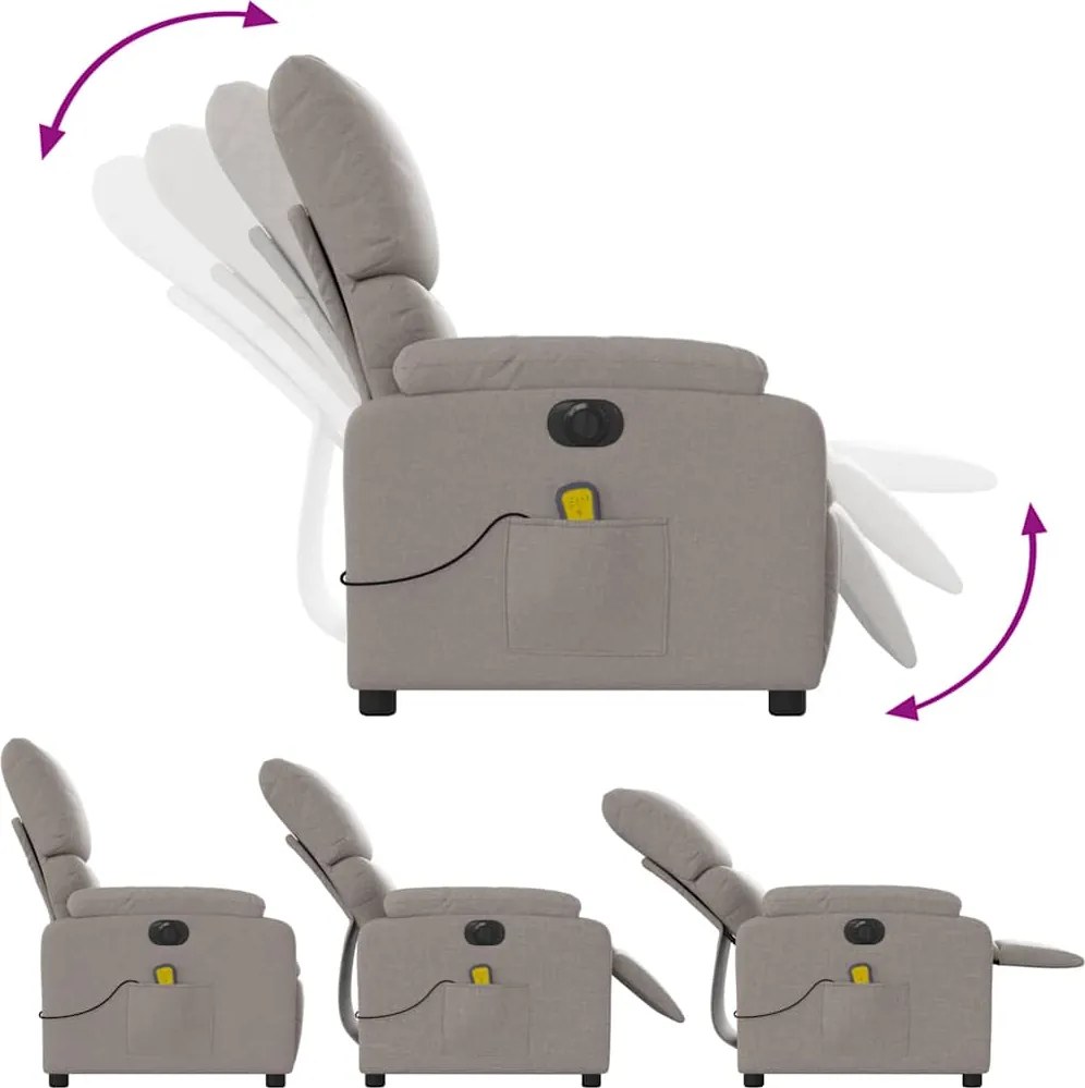 Elektrické masážní polohovací křeslo taupe textil 3204820