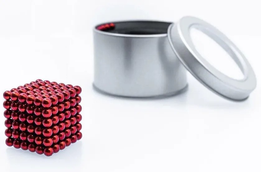 Magnetická stavebnice neocube červená, 216 kuliček o průměru 5 mm