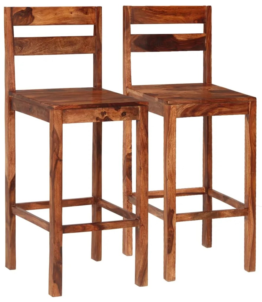 Barové židle Amang 2 ks - masivní sheeshamové dřevo | hnědé