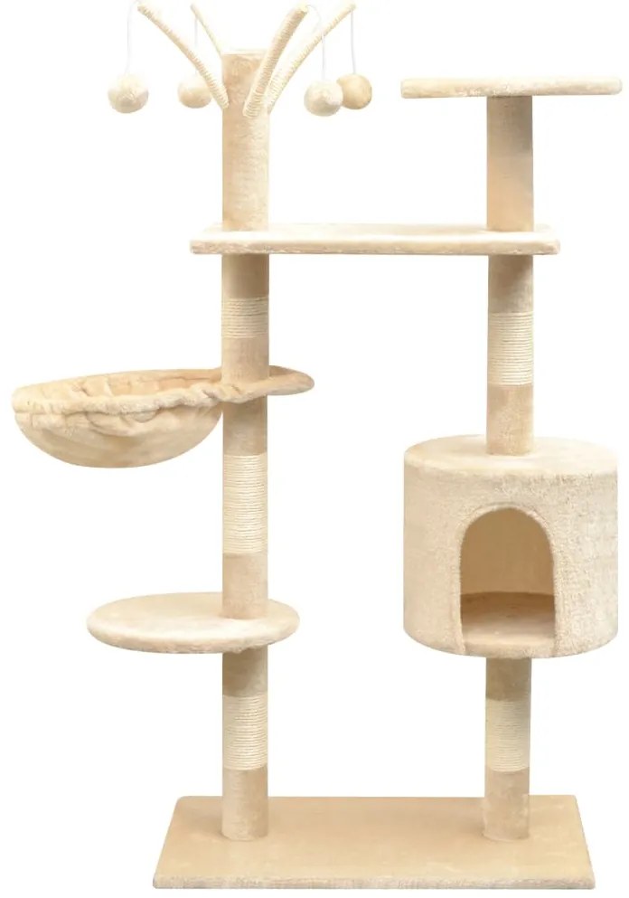 Škrabadlo pro kočky se sisalovými sloupky, 125 cm, béžová 170482