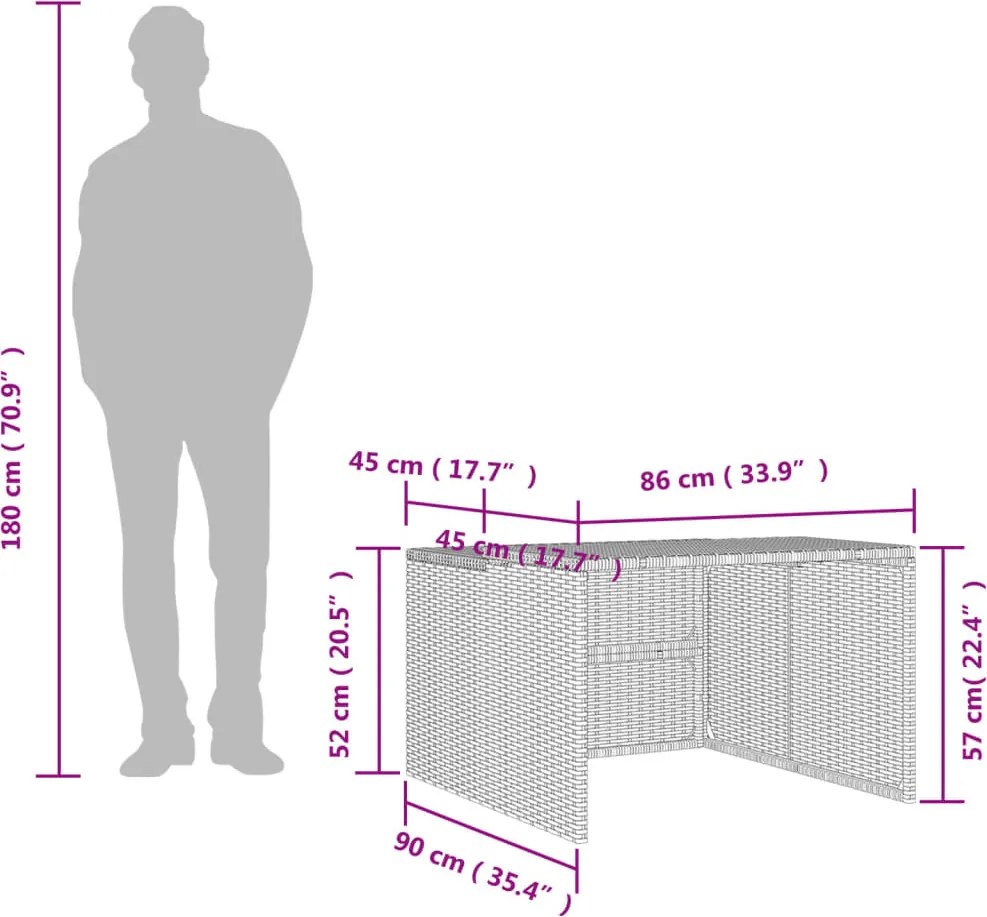vidaXL Garáž pro robotickou sekačku 86x90x52/57 cm polyratan [365404] Barva: Černá