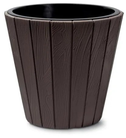 PROSPERPLAST Květináč - WOODE Průměr: 30 cm, Barva: mocca