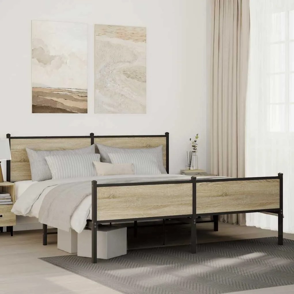 Kovový rám postele bez matrace dub sonoma 183 x 213 cm 3301402