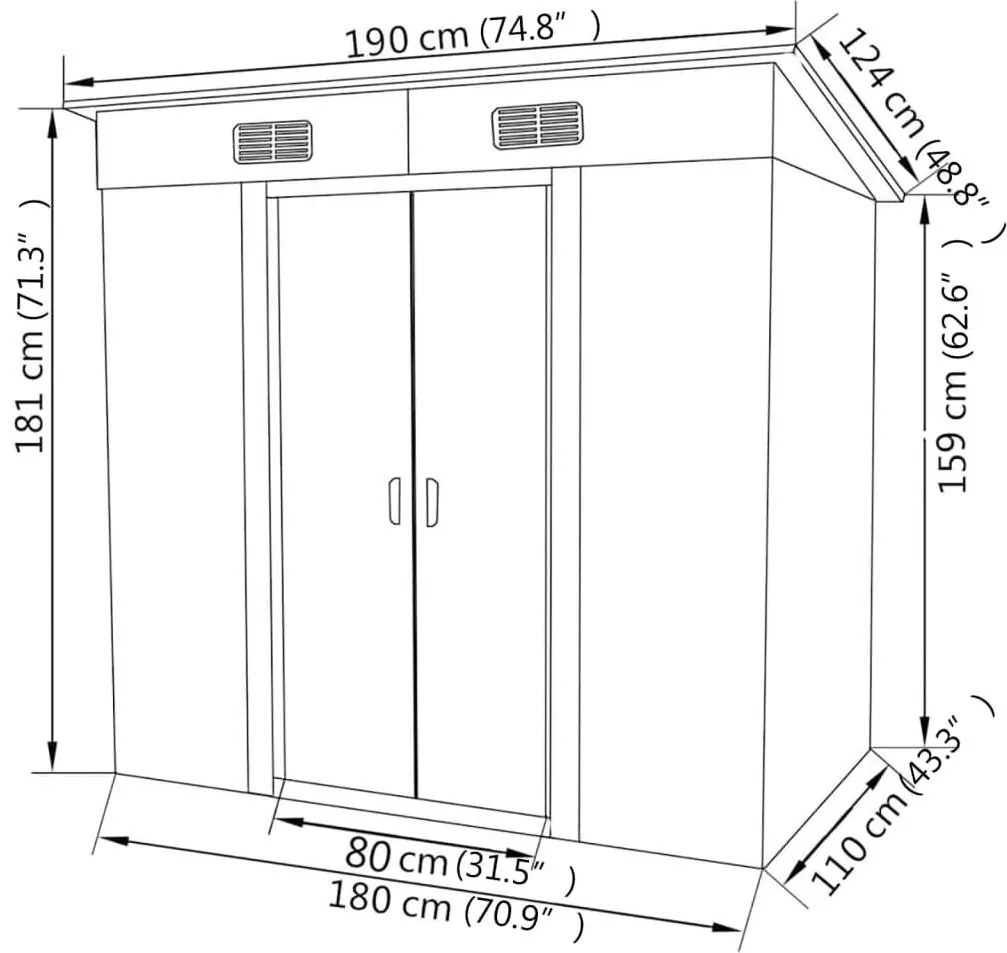 vidaXL Zahradní domek kovový [42908] Barva: Hnědá