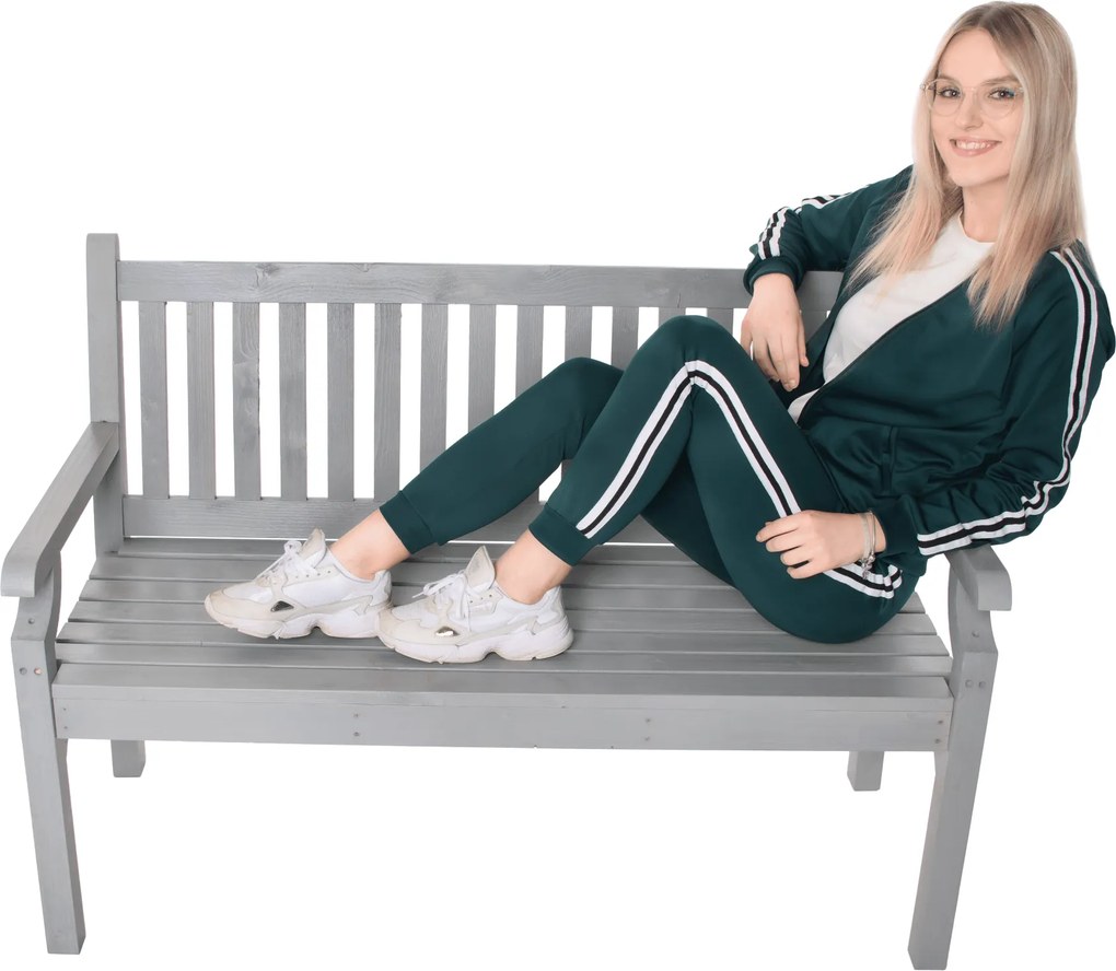 Dřevěná zahradní lavička, šedá, 124 cm, KOLNA