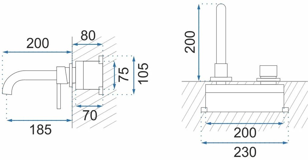 Rea Lungo Long, podomítková umyvadlová/vanová baterie + BOX, černá matná, REA-B0371