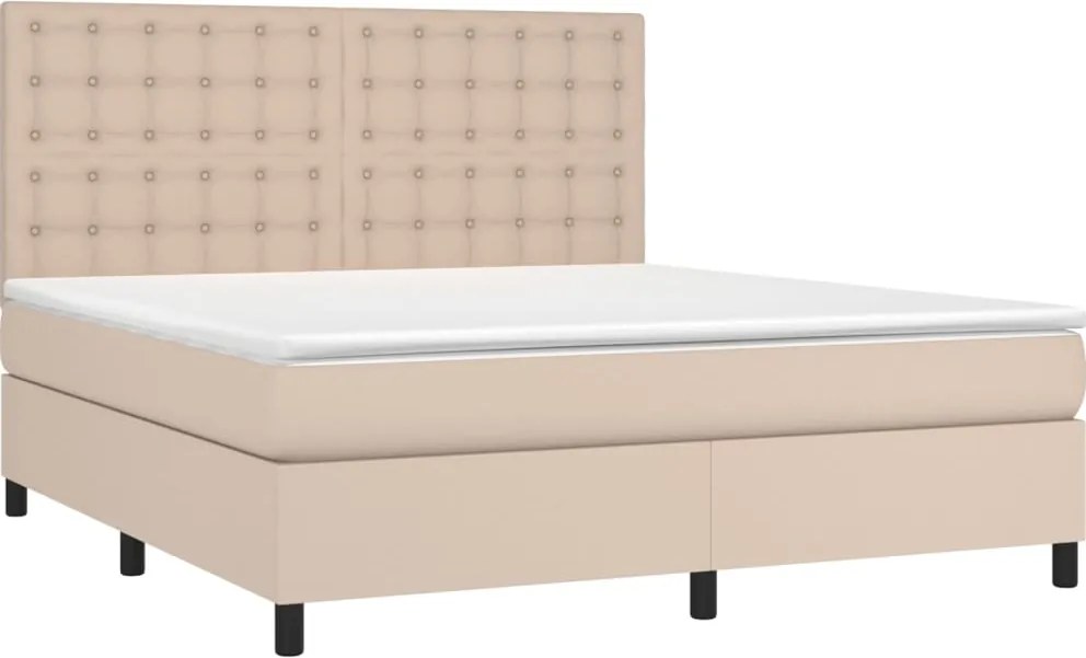 Box spring postel matrace a LED cappuccino 180x200cm umělá kůže 3135962
