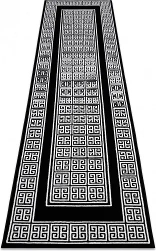 Dywany Łuszczów, Běhoun Gloss 6776 85 greek black/ivory, 60x300, černobílá, ložnice