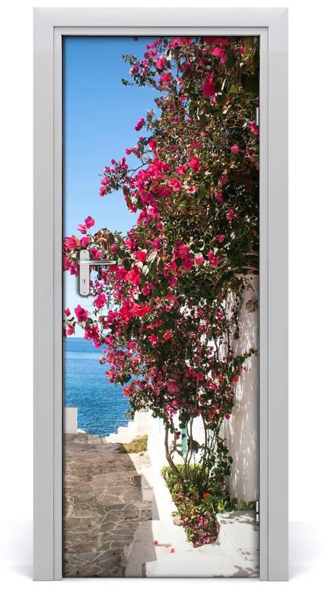 Fototapeta samolepící na dveře řecké uličky 95x205 cm
