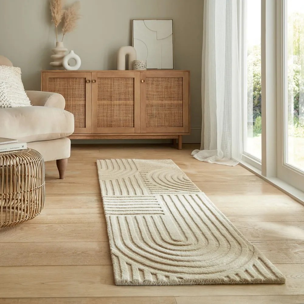 Béžový vlněný koberec běhoun 60x230 cm Zen Garden – Flair Rugs