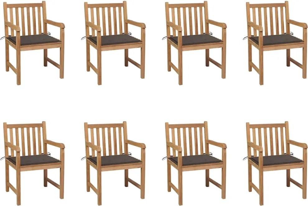 Zahradní židle 8 ks taupe podušky masivní teak 3073066