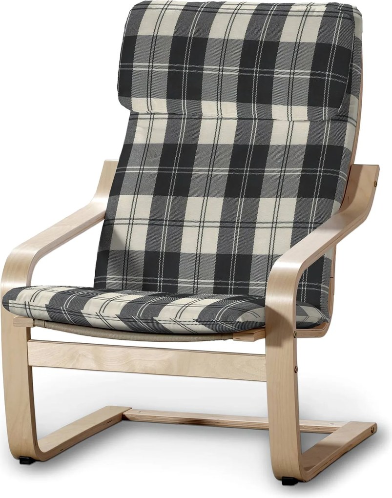 Sedák na křeslo IKEA Poäng barva černá látka pletený vzor, vzorované