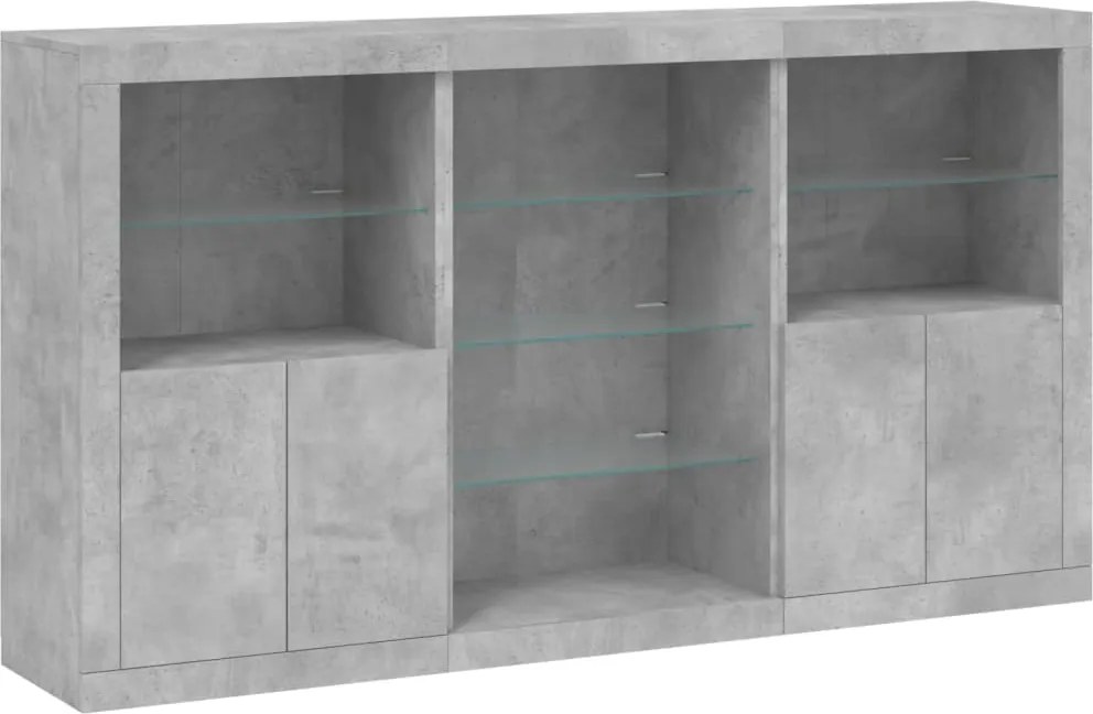 Příborník s LED osvětlením betonově šedý 181,5 x 37 x 100 cm 3209180