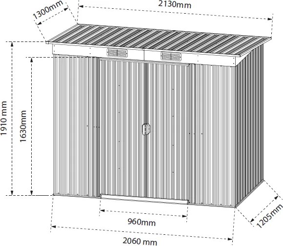 Zahradní domek BestBerg BBSH-407G / 2,8 m² / 130 x 213 x 191 cm / šedá