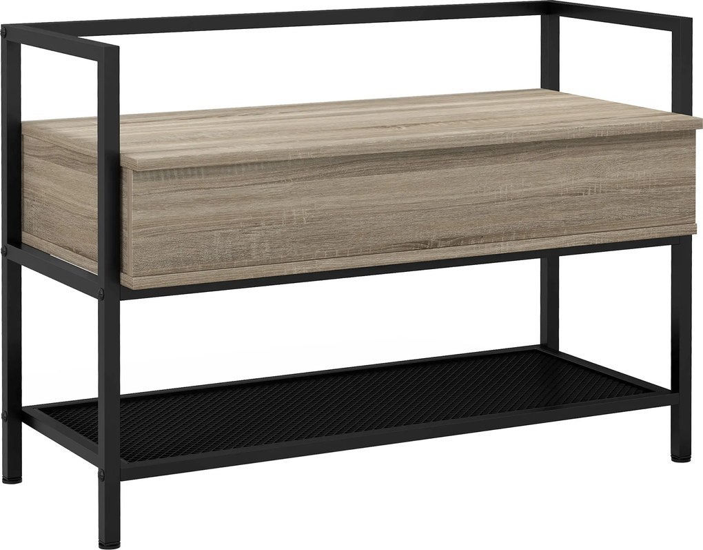 HOMCOM Botník s Otočným Víkem a Skrytým Úložným Prostorem, 4 Pary Bot, 84x39.5x61 cm, Dub | Aosom