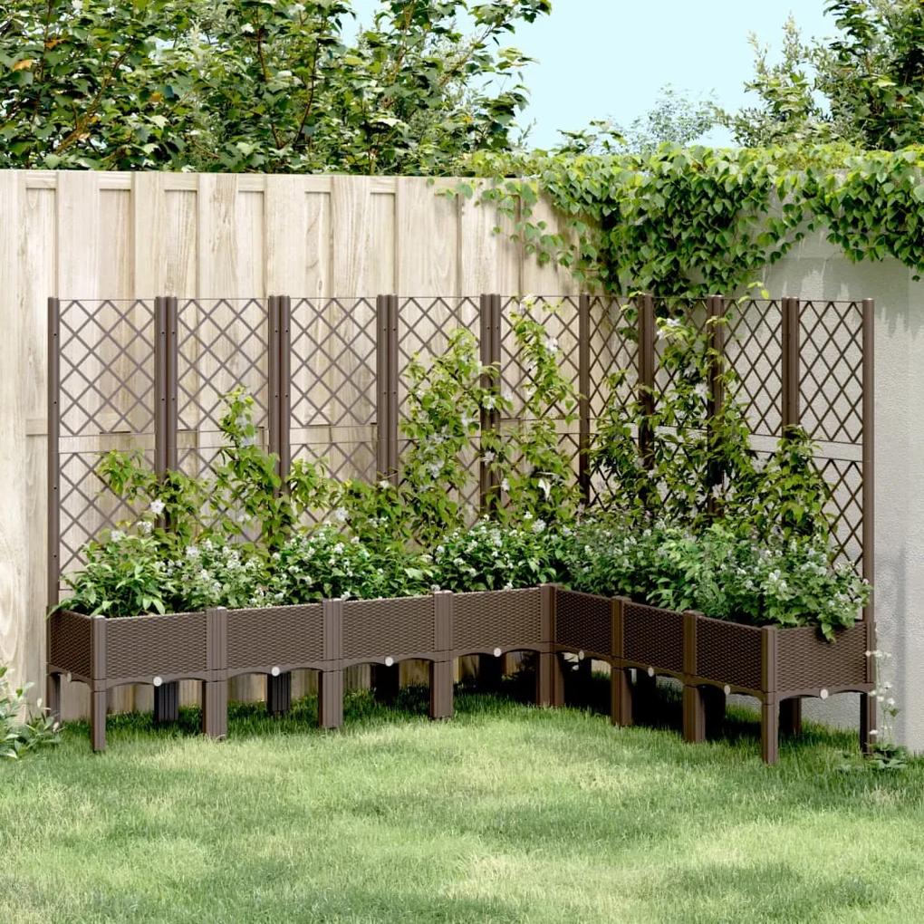 vidaXL Zahradní truhlík s treláží hnědý 200 x 160 x 142 cm PP