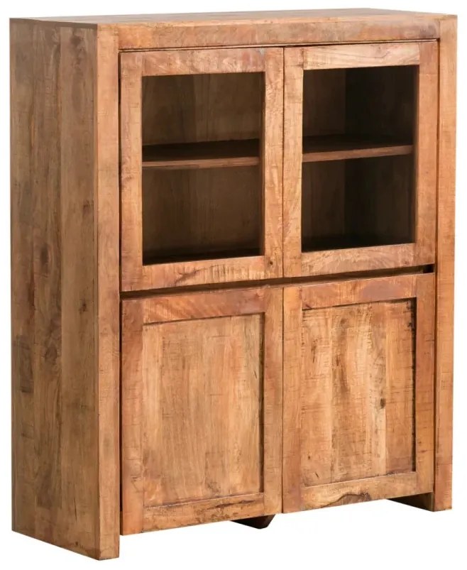 furniture-nabytek.cz - Masivní vitrína Countryside z mangového dřeva, lakovaná, hnědá – 118×45×140 cm