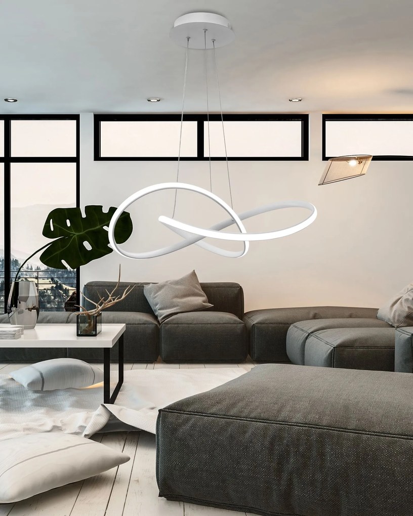 Toolight Ring moderní LED závěsné stropní svítidlo + dálkové ovládání APP396-CP bílé