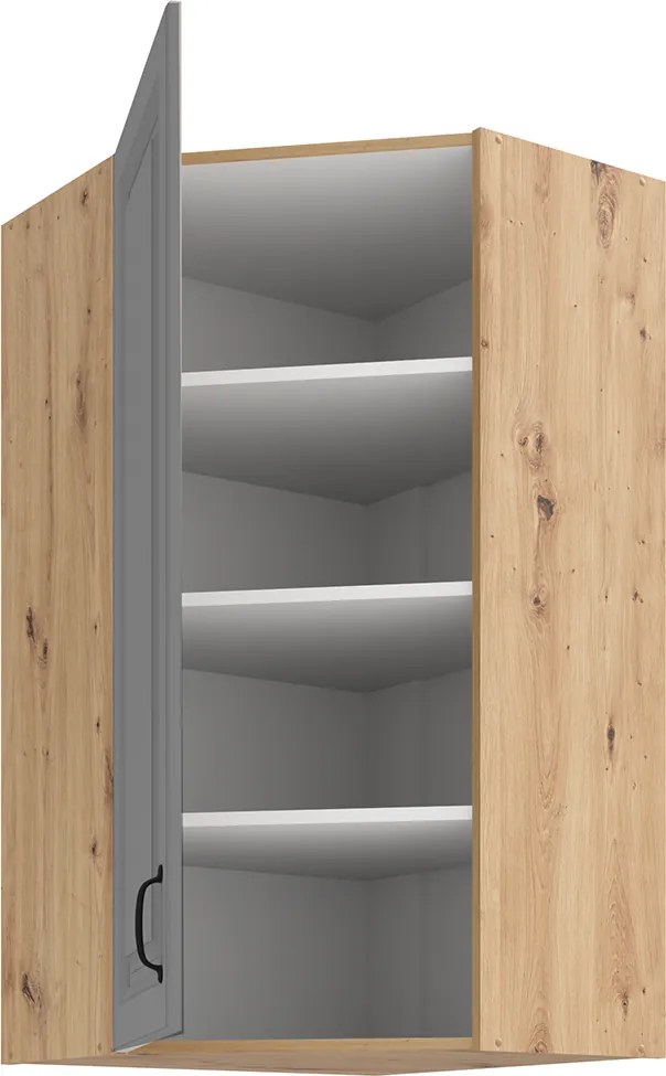 STILO ad | horní skříňka 60x60 GN-108 1F (45°) rohová s policemi | EXTRA VYSOKÁ | UNI dvířka | artisan/šedá