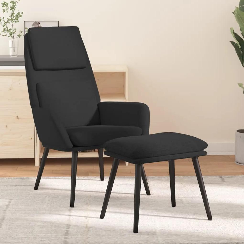 3097774 vidaXL Relaxační křeslo se stoličkou černé textil