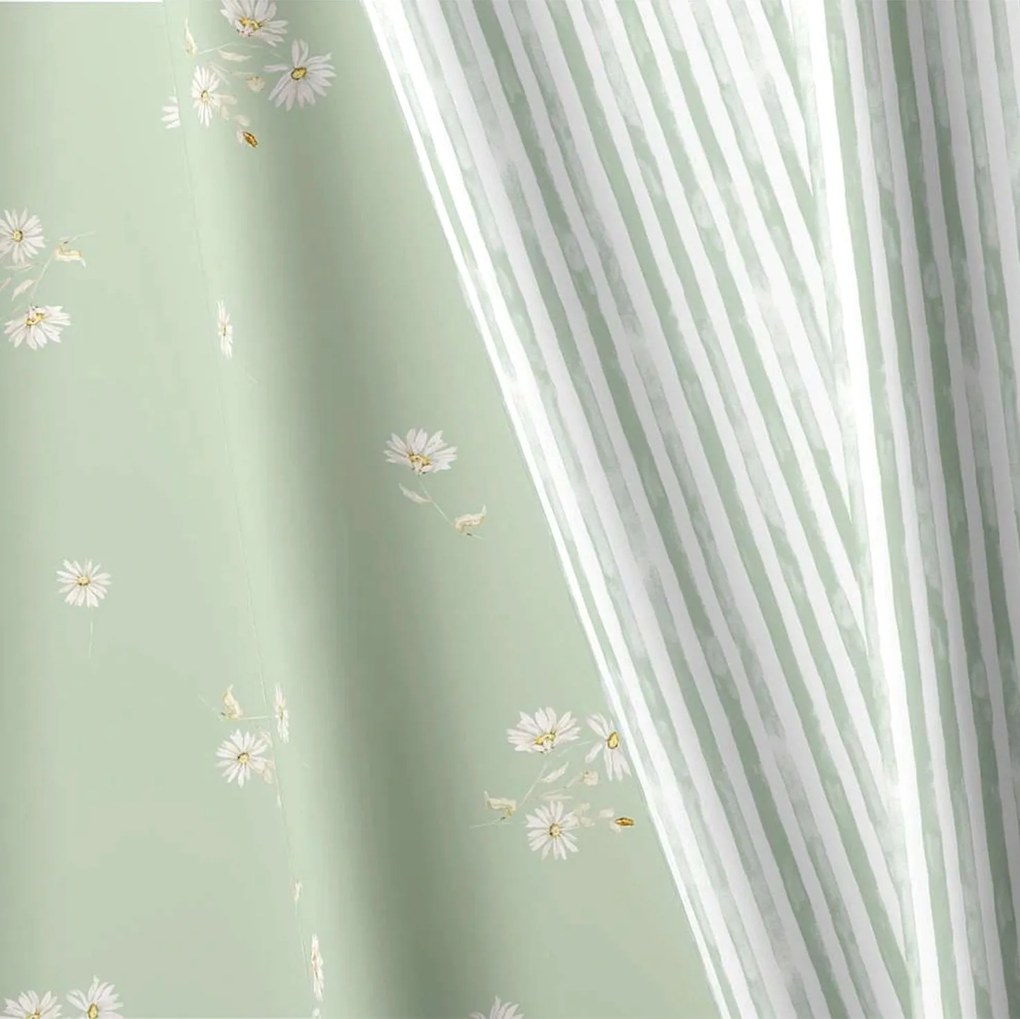Perkálové bavlněné povlečení Sedmikrásky - zelené Velikost: atypický 240 x 220 + 2 x 70 x 90