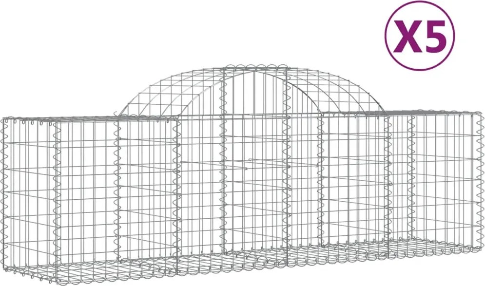 Klenuté gabionové koše 5 ks 200x50x60/80 cm pozinkované železo 3146281