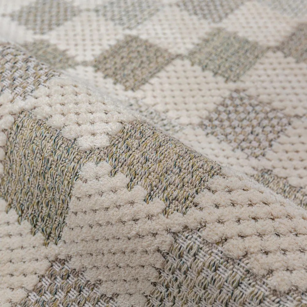 Zelený pratelný koberec s příměsí bavlny 155x230 cm Muted Checkerboard – Flair Rugs