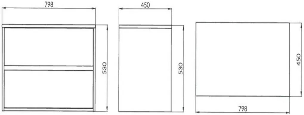 Cersanit Crea - závěsná skříňka pod umyvadlo na desku 80cm, dub, S924-010