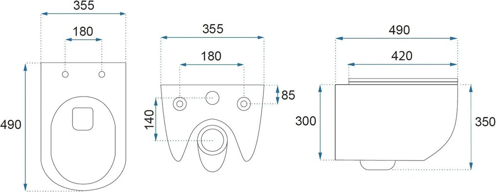 Rea Carlo Mini Tornado, závěsná WC mísa 490x355x350mm + toaletní sedátko, bílá-zlatá, REA-C6006