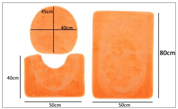 Chemex Koupelnová předložka / kobereček listy 3 kusy 50x80cm+40x50cm+45x40cm červený