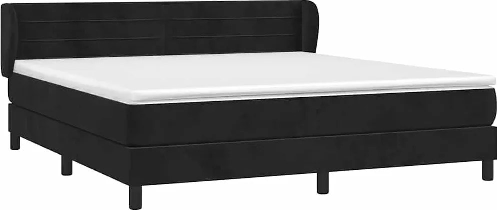 Box spring postel s matrací černá 180x200 cm samet 3127567