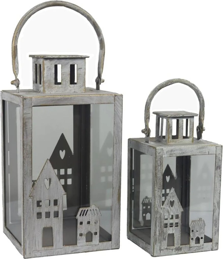 Sada 2 ks lucerna kovová K3675 / S2 - výška 25,5 cm a 19,5 cm