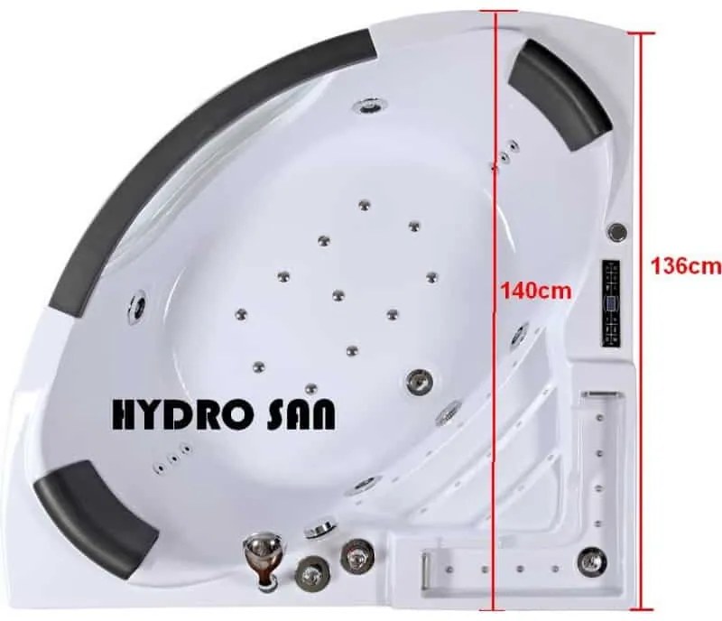 NIKIDO Hydro masážní vana SICILIE 140x140x62 s ohřevem