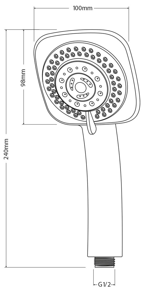 Aqualine ruční masážní sprcha 5 režimů 10 x 10 cm plast chrom SC056