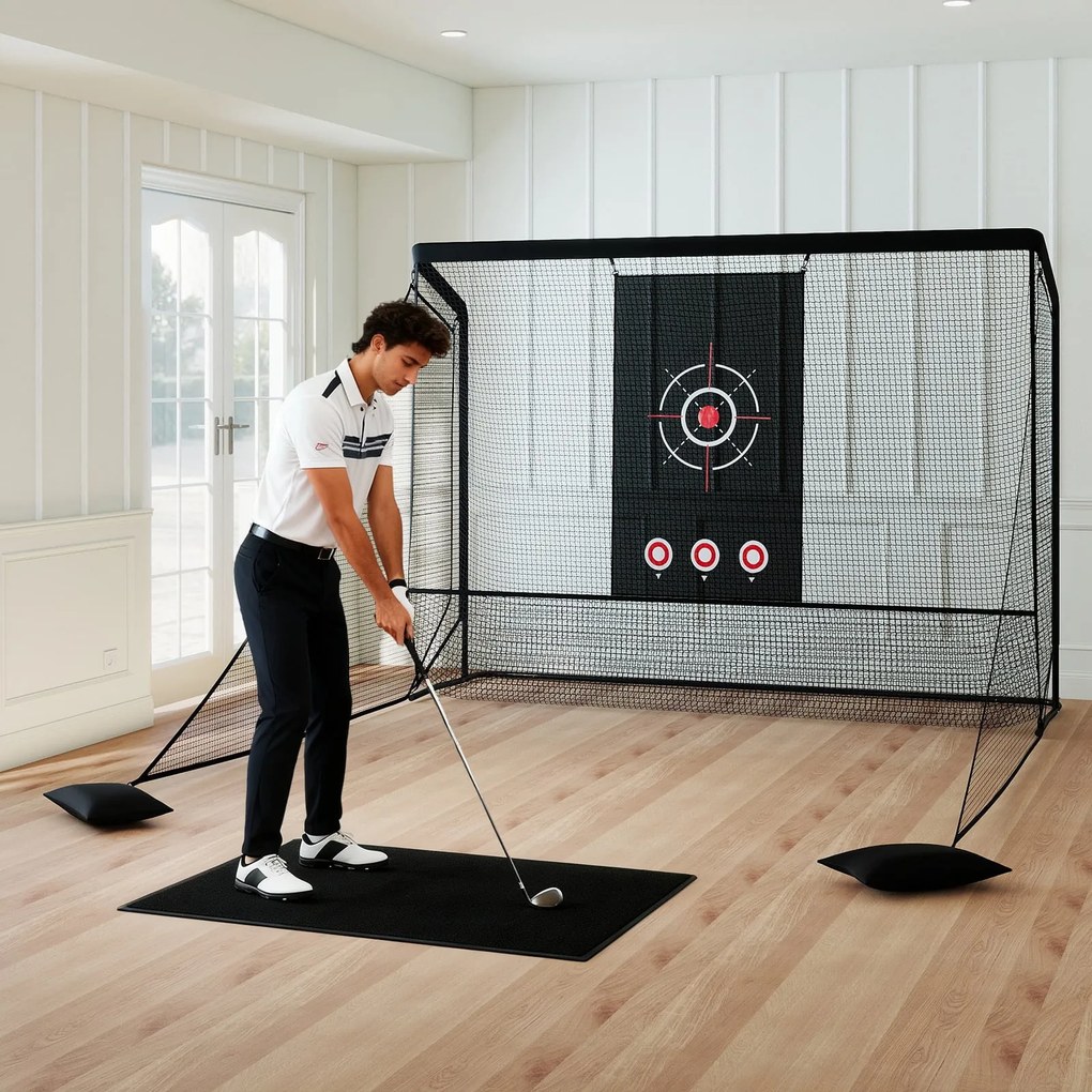 Costway Golfová síť Golfová tréninková síť s terčem – 326 × 305 × 225 cm
