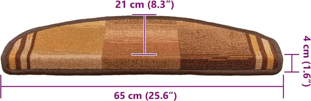 vidaXL Marketos Samolepící nášlapy na schody 15 ks hnědé 65 x 21 x 4 cm