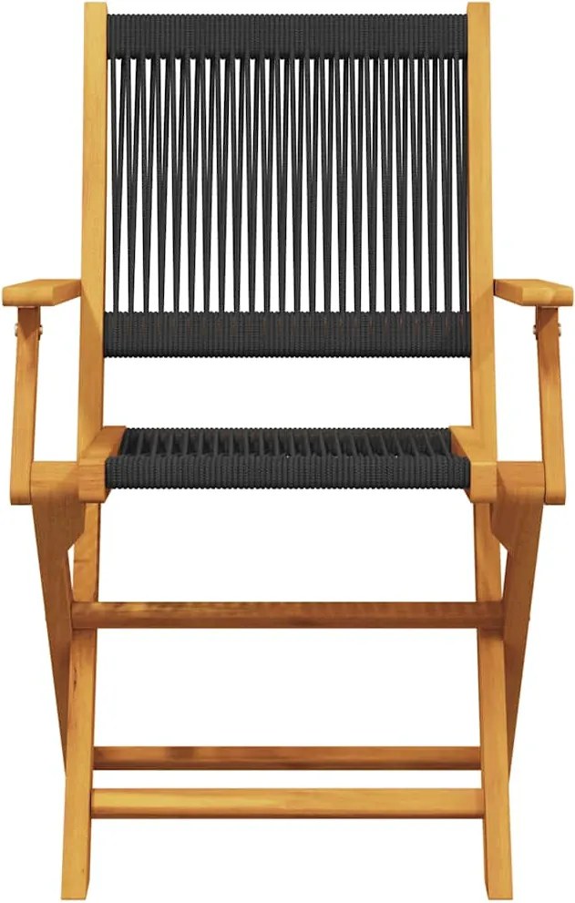 3dílný bistro set černý polypropylen a masivní dřevo 3281877