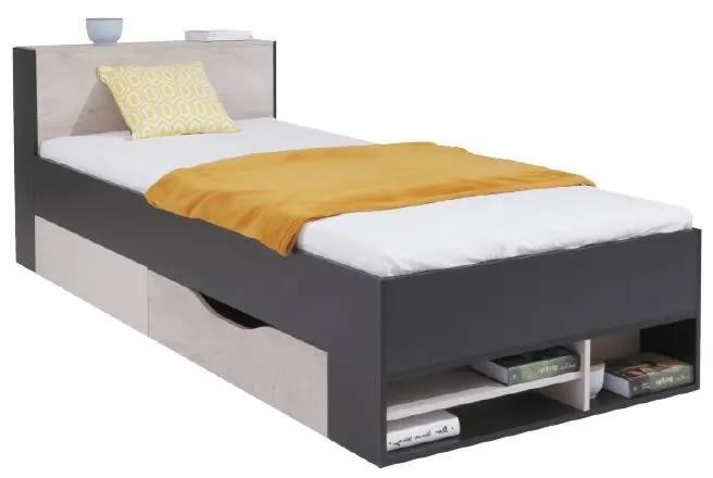 Dětská postel Planet, černá/dub/béžová Zvolte možnost matrace: S matrací