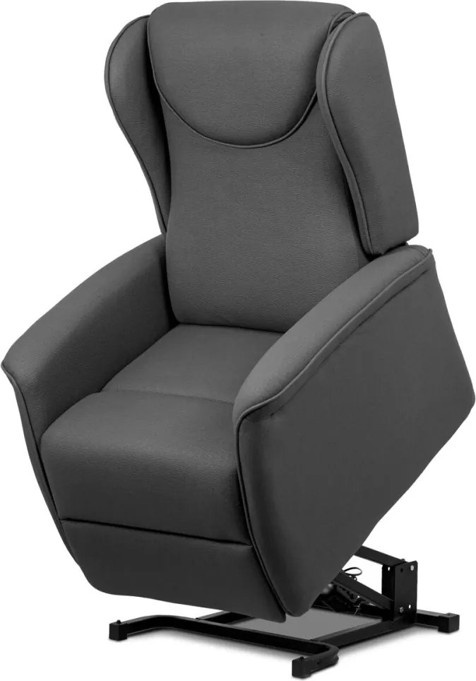 TV křeslo ušák + elektrické polohování, 2 motory, potah šedá látka Kůže