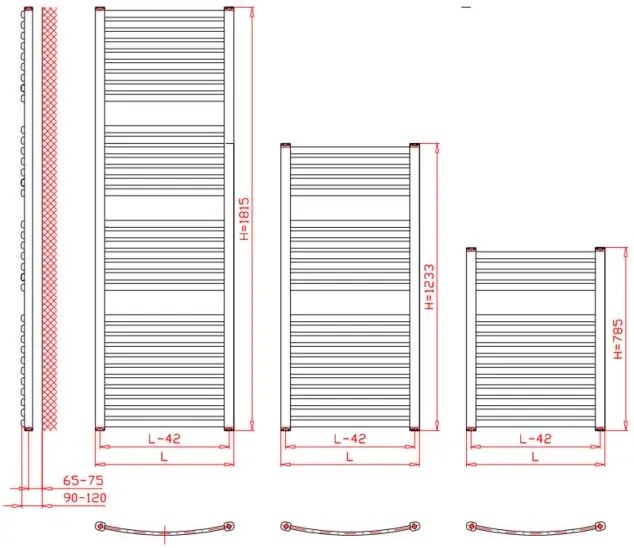 Thermal Trend KM-EX2 450 x 1815 elektrický topný žebřík, 700W KM-EX2 450/1815-700W