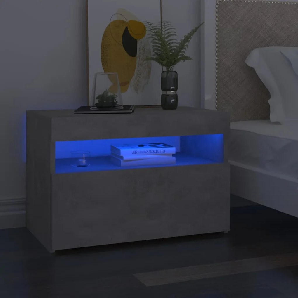 Noční stolky s LED osvětlením 2 ks betonově šedé 60x35x40 cm 3082783